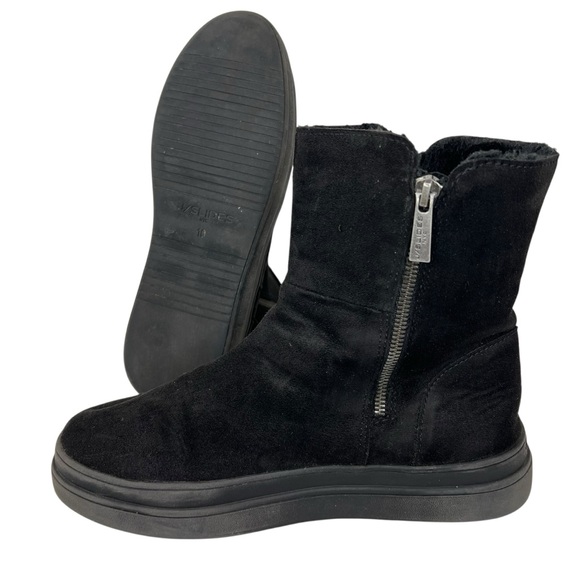 J Slides | Shoes | Jslides Nyc Black Suede Zip Winter Boots Bootie Faux ...